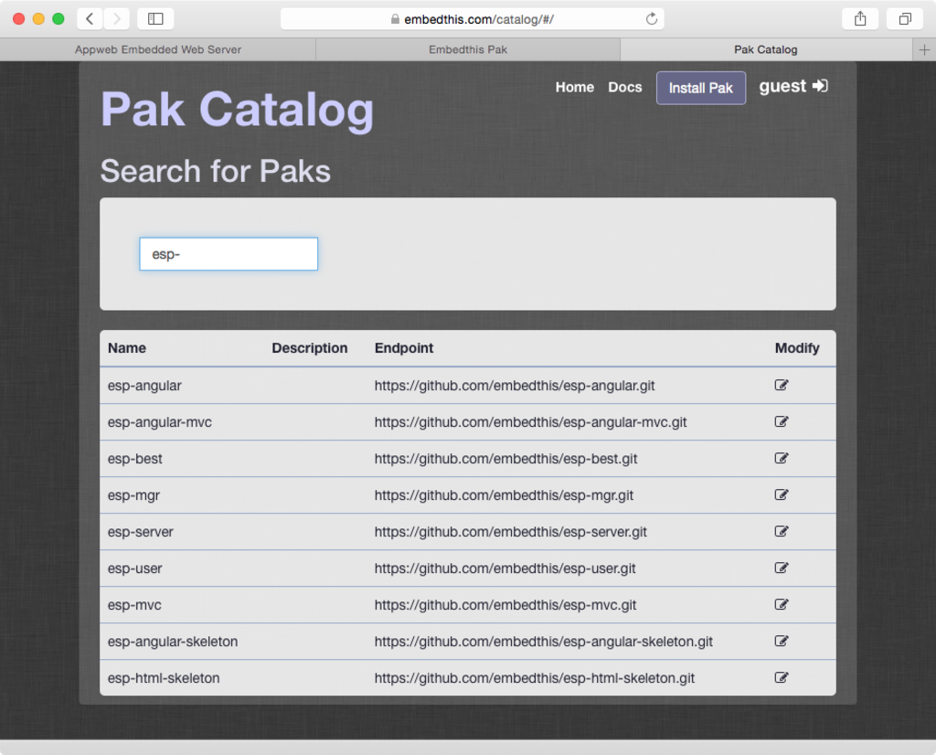 Pak Package Manager | Embedded Web Servers | Embedthis Software
